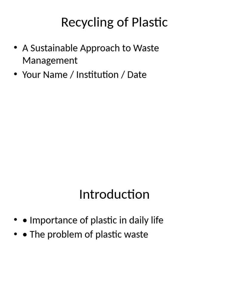 Introduction to Plastic Recycling | PDF