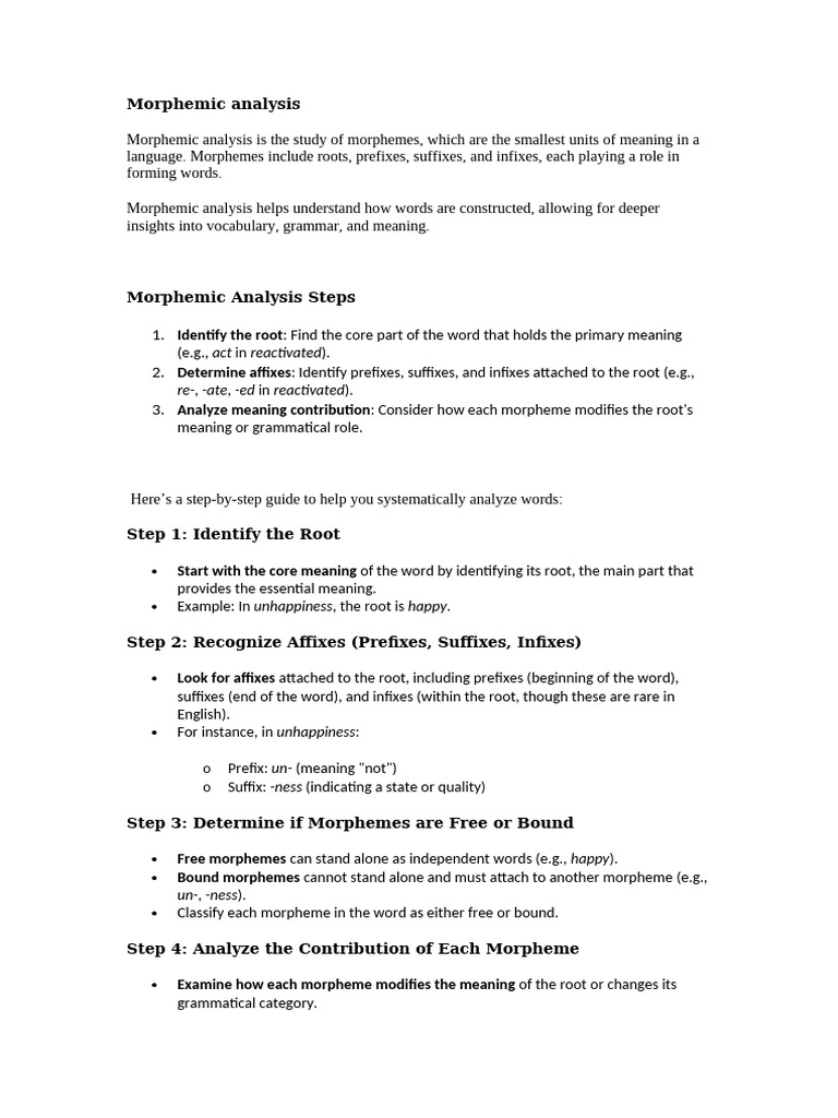 Morphemic analysis | PDF | Word | Semantics