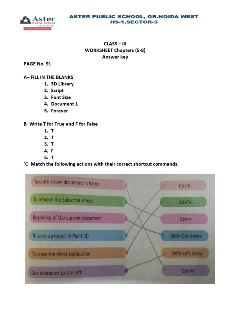 CLASS 3 Worksheet and Test Paper Chapter (5-8) | PDF