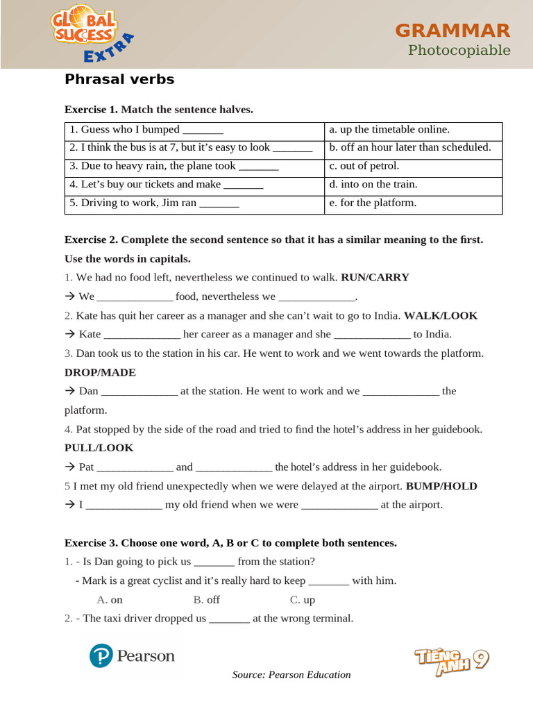 Phrasal Verbs Practice Exercises | PDF | Syntax | Linguistics