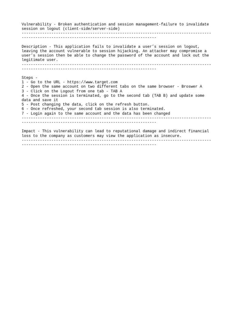Failure To Invalidate Session - On Logout - Client Side Server Side ...