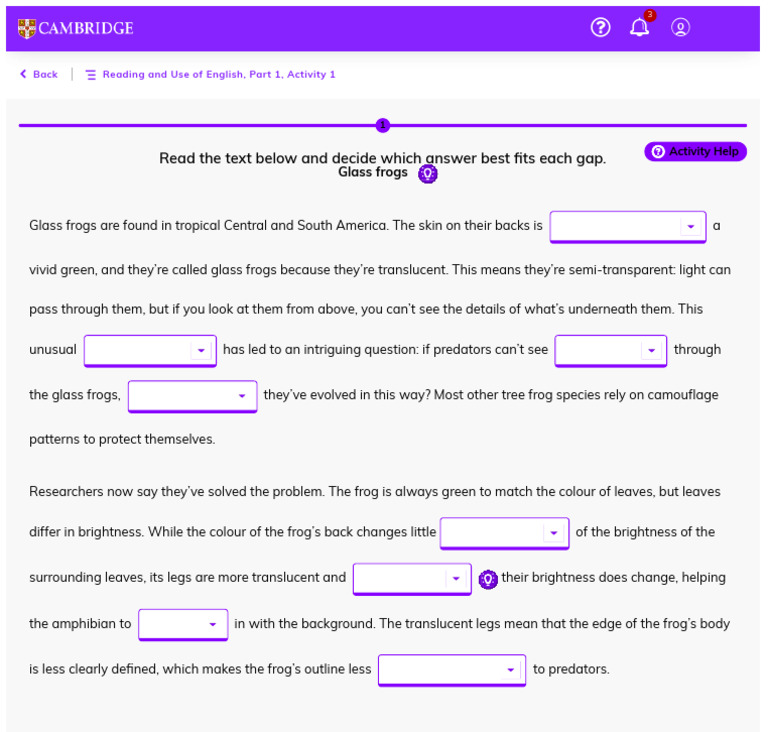 Reading and Use of English, Part 1, Activity 1 - Cambridge One | PDF