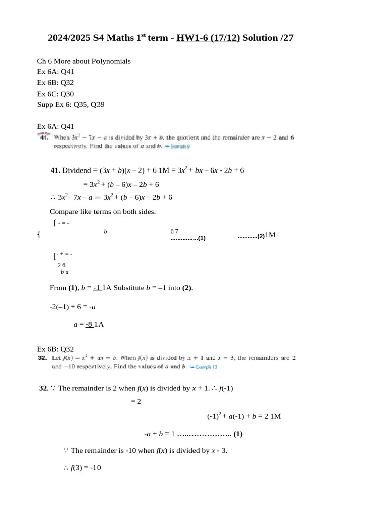 2425 S4_HW1-6_Sol | PDF | Mathematics | Algebra
