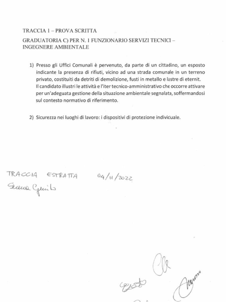 Traccia 1 Estratta - Ing. Ambientale | PDF