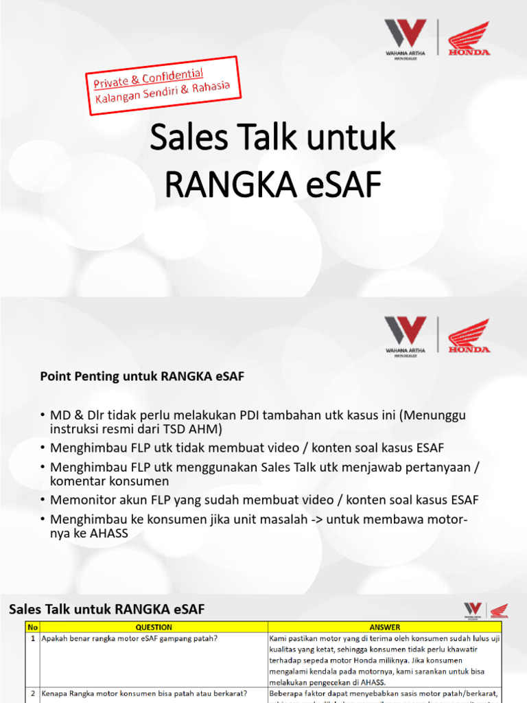 Panduan Sales Talk RANGKA eSAF | PDF