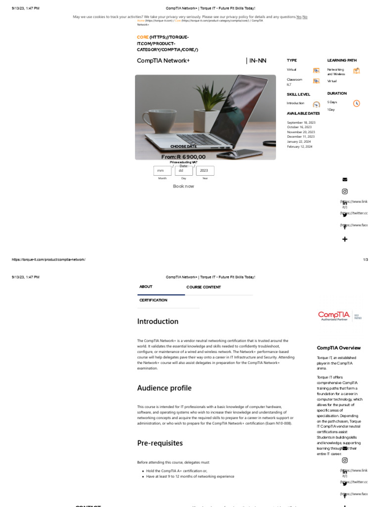 CompTIA Network+ Course Overview | PDF | Comp Tia | Knowledge