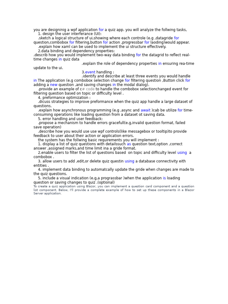 You Are Designinig A WPF Application For A Quiz Ap | PDF | Windows Presentation Foundation ...