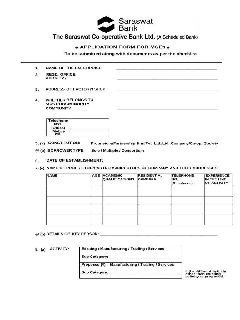 Common Loan Application Form For Small and Medium Enterprises Upto Rs. 25 Lakhs | PDF | Identity ...