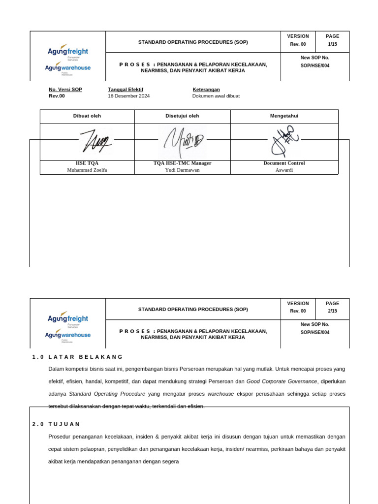 SOP Penanganan Kecelakaan Kerja | PDF