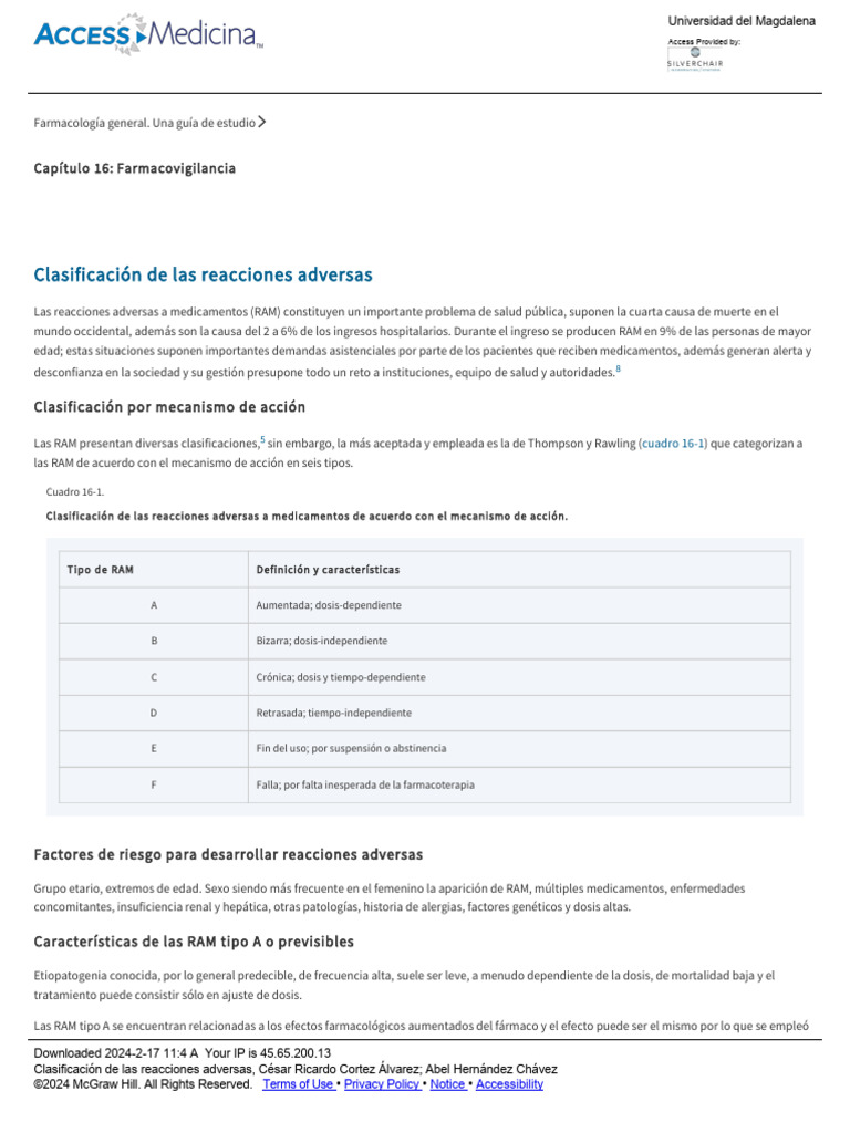 Clasificación de las reacciones adversas | PDF | Especialidades Medicas | Medicina CLINICA