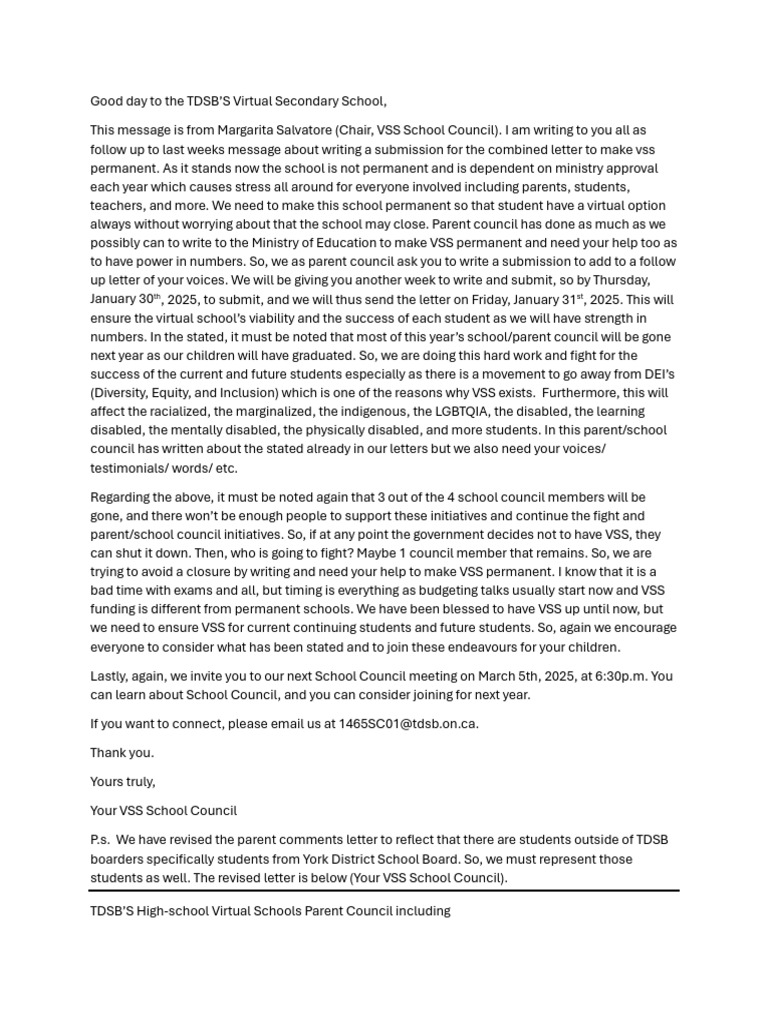 School Council Letter - January 24 | PDF