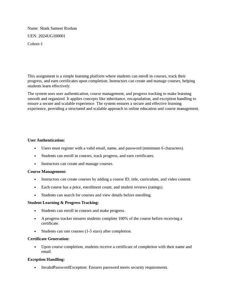 Assignment-1 OOP Shaik Sameer Roshan | PDF | Class (Computer ...