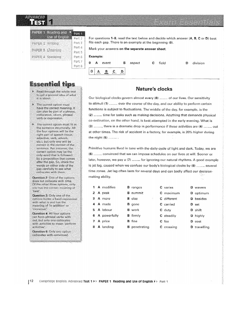 Exam Essentials Adv 1 Test 1 | PDF