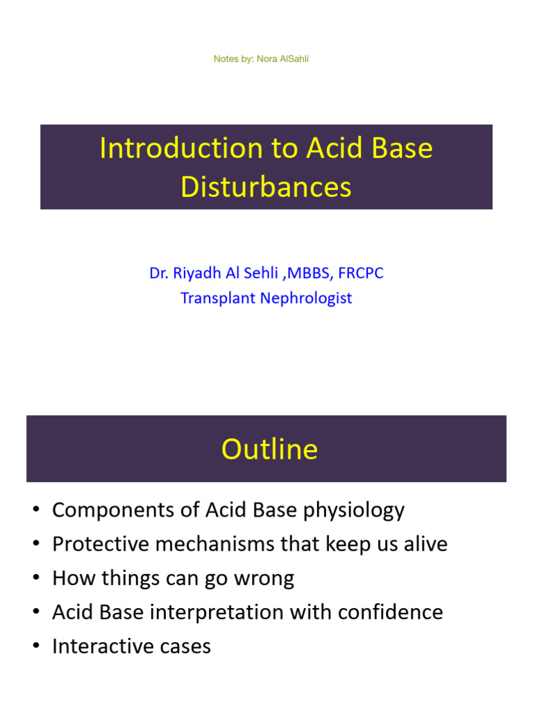 17) Acid Base Disturbance (Notes) | PDF | Bicarbonate | Physiology