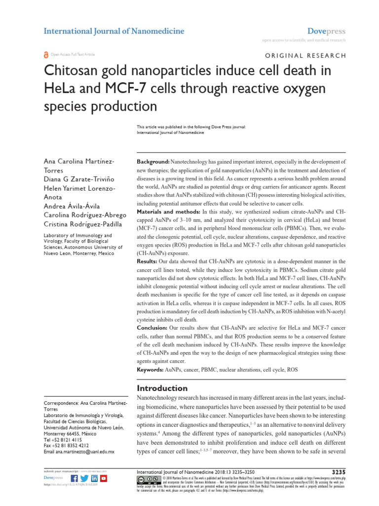Chitosan Gold Nanoparticles in | PDF