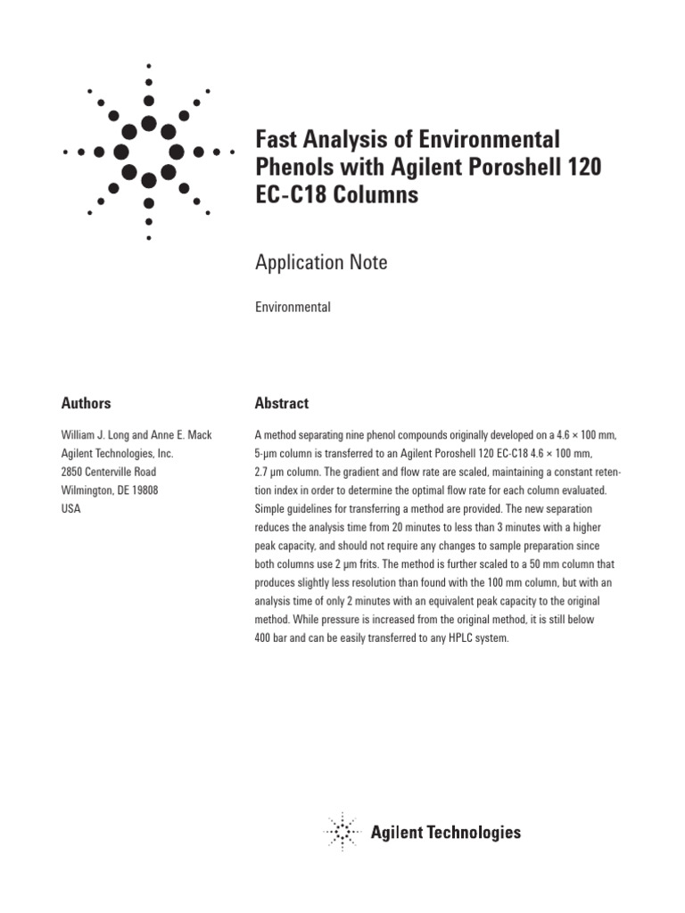 5990-6156EN Environmental Phenols Analysis by HPLC | PDF | High ...