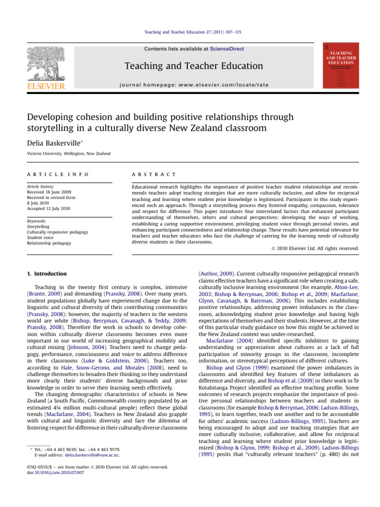 Developing Cohesion and Building Positive Relationships Through ...