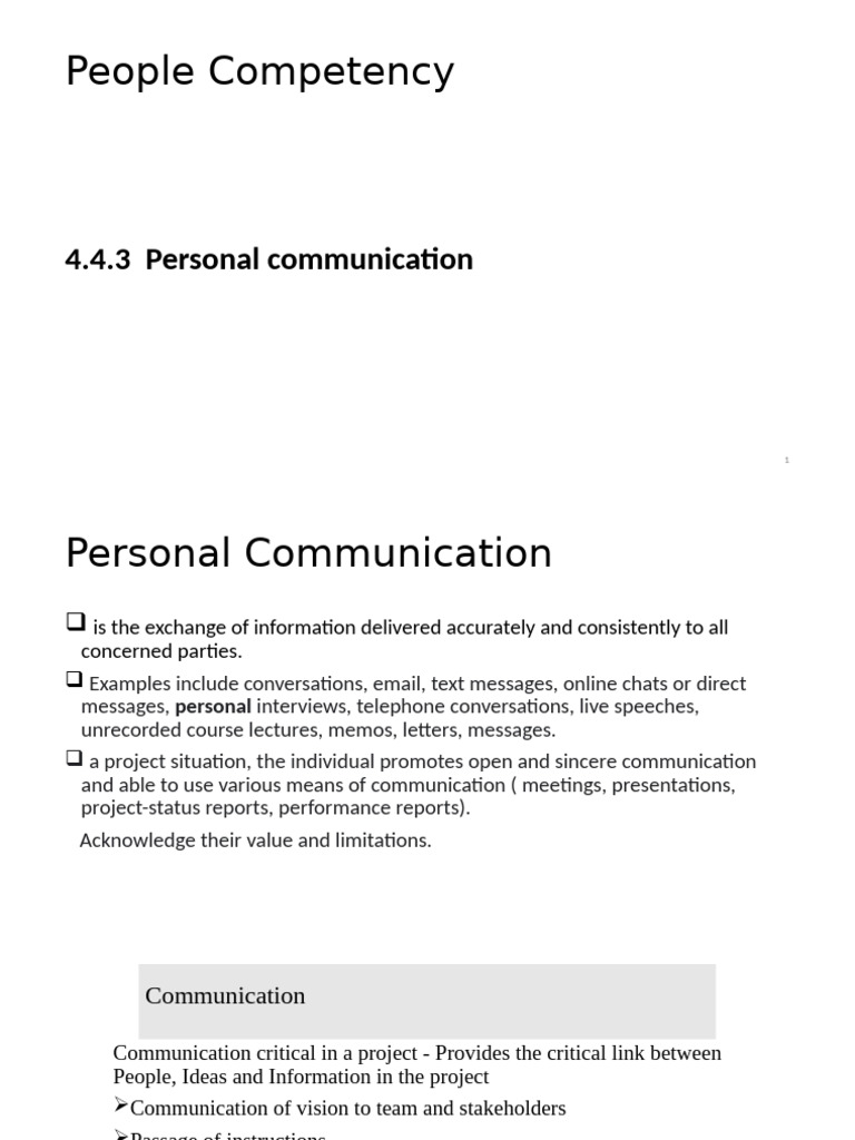 Personal Communication in Projects | PDF | Communication | Learning