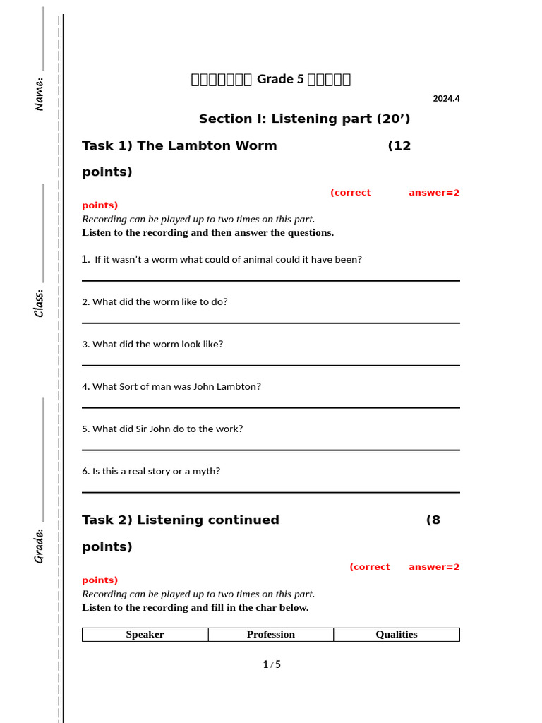 2024 Spring Midterm Exam 5th | PDF