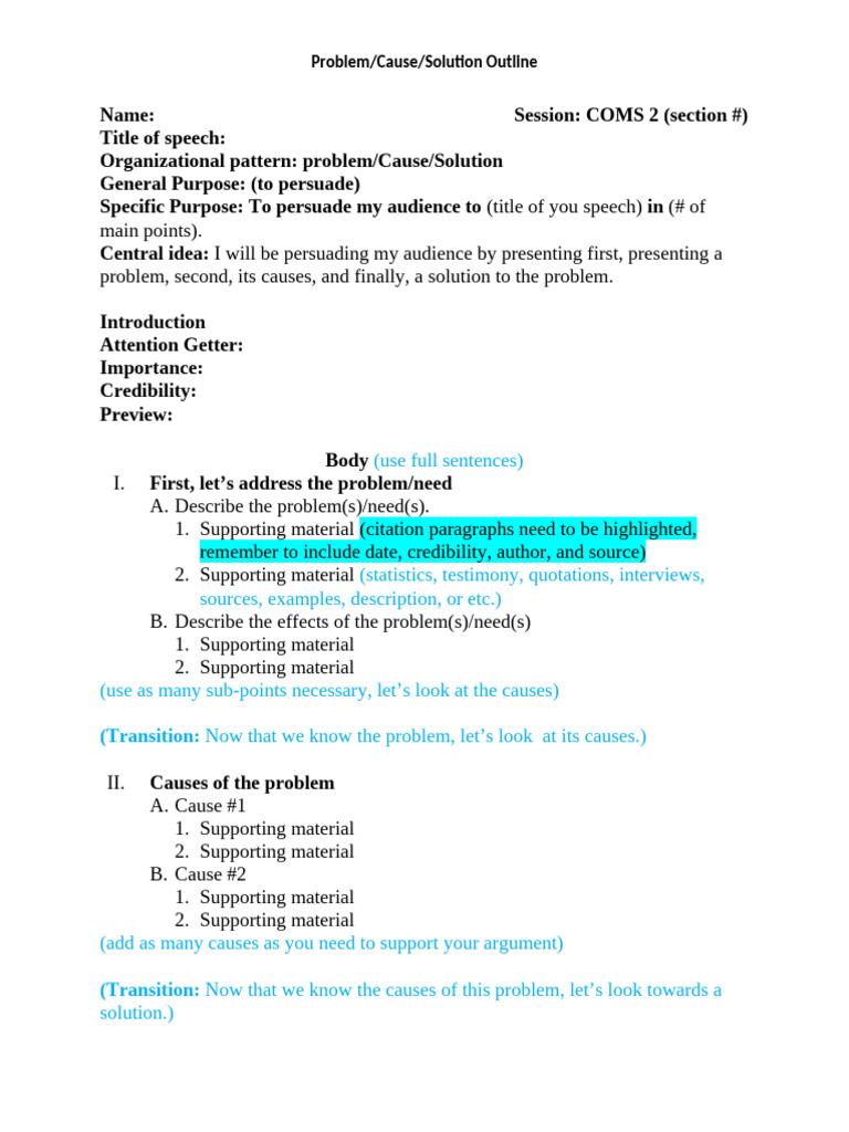 Affirmative Outline Template | PDF