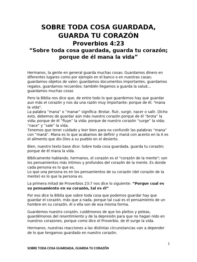 Sobre Toda Cosa Guardada, Guarda Tu Corazon | PDF | Ezra | Dios