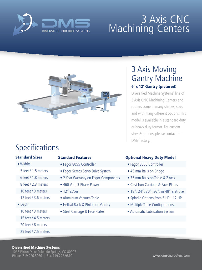 3 Axis CNC Gantry Specifications | PDF | Mechanical Engineering