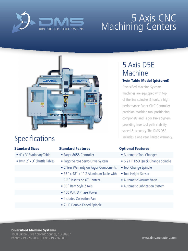 DMS 5 Axis D5E Machine v3 A4 | PDF | Mechanical Engineering | Machines