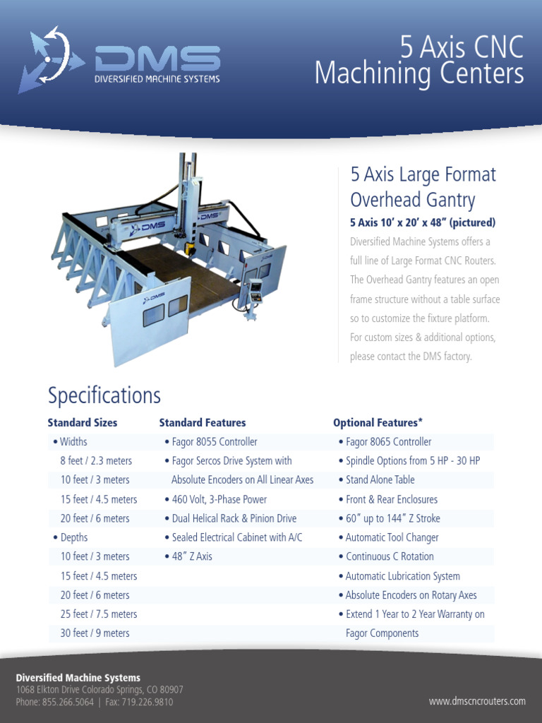 DMS 5 Axis Large Format Overhead Gantry v5.2 | PDF | Numerical Control ...