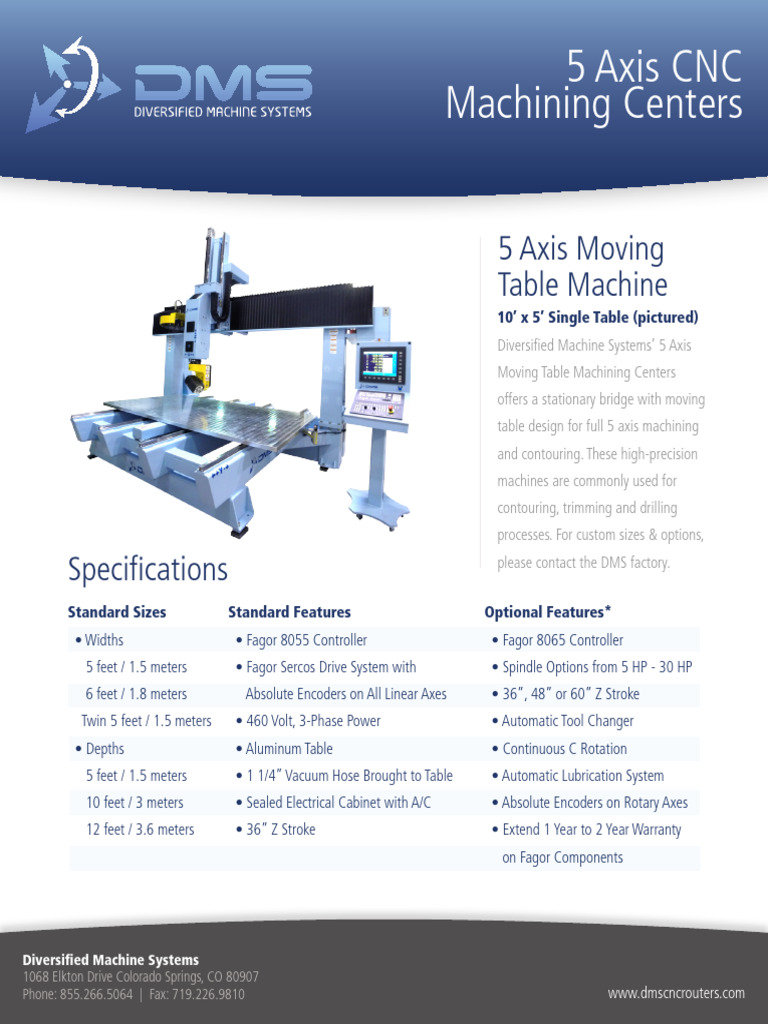 DMS 5 Axis Moving Table Machine v5 | PDF | Machines | Metalworking