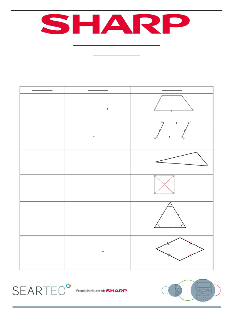 Grade 8 Geometry Worksheet: 2D Shapes | PDF | Triangle | Rectangle