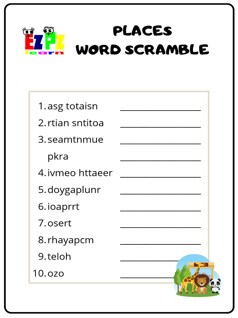 Places2 Word Scramble Simple | PDF