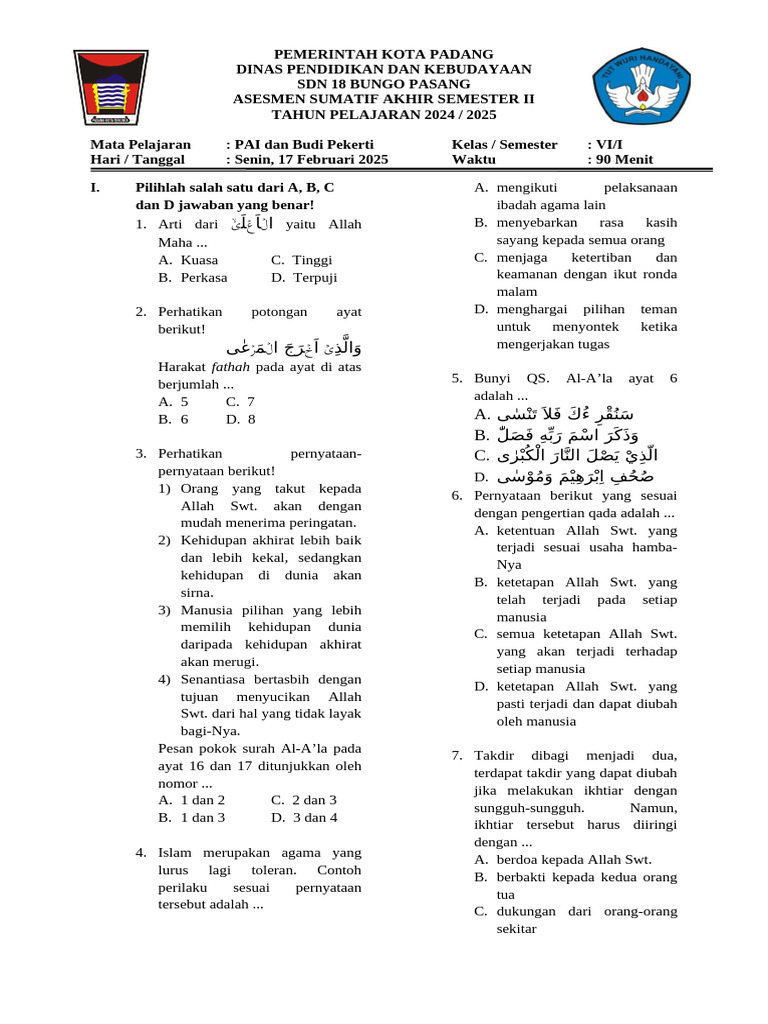Sas Pai Kelas Vi Semester Ii | PDF