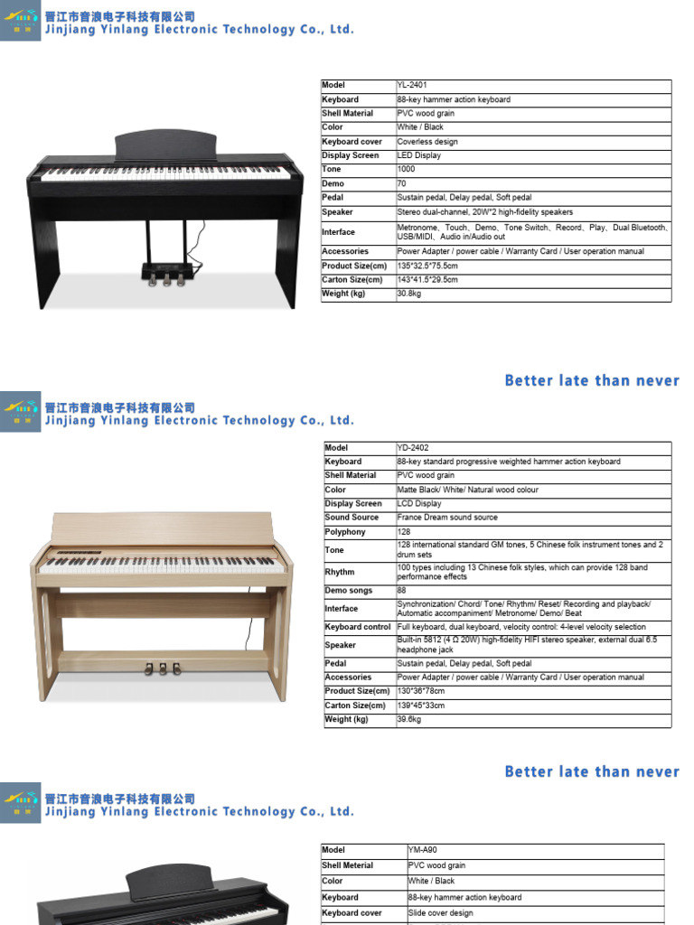 88-Key Digital Piano Models Overview | PDF | Piano | Computer Keyboard