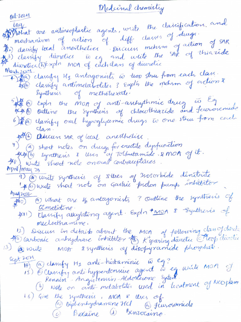 medchem 2 pyqs | PDF