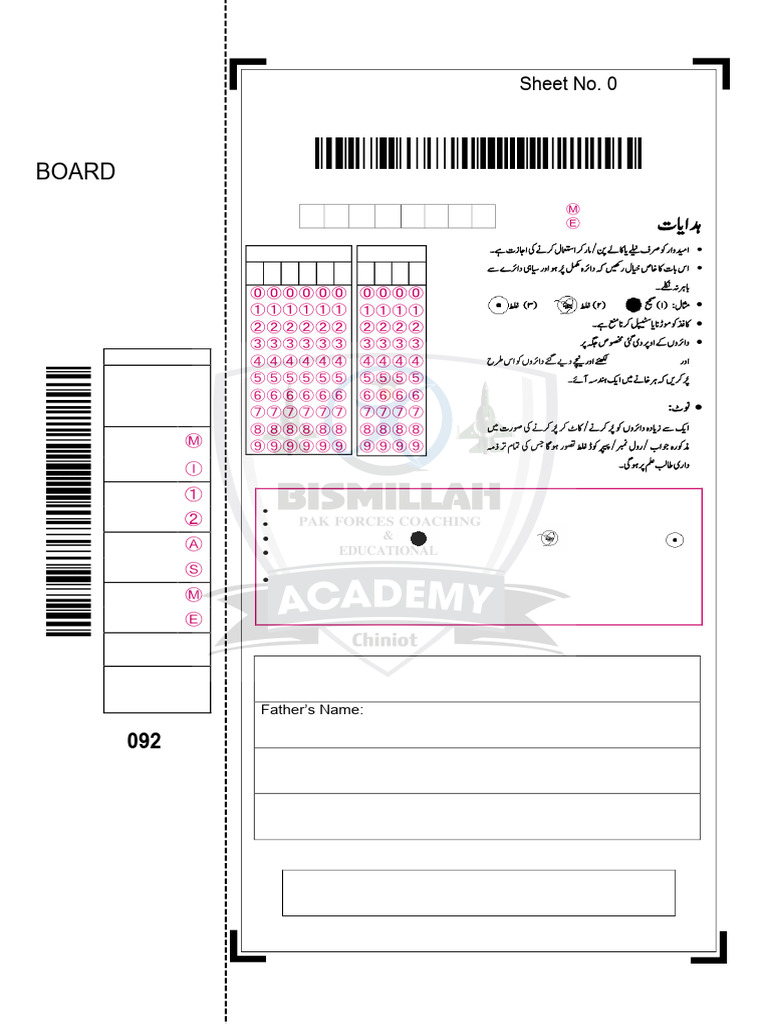 BWP Board Ans Sheet by Bismillah Academy (0300-7980055) | PDF