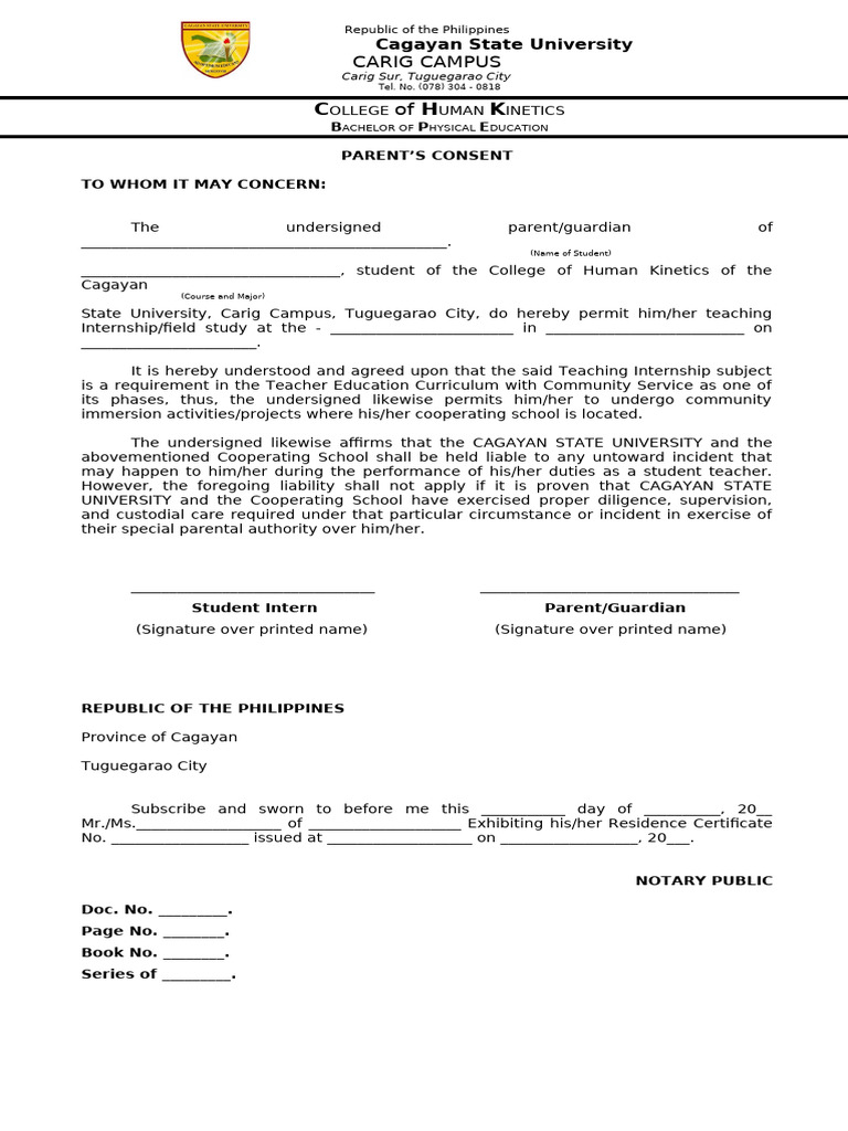 PARENTS-CONSENT-FORM | PDF | Common Law
