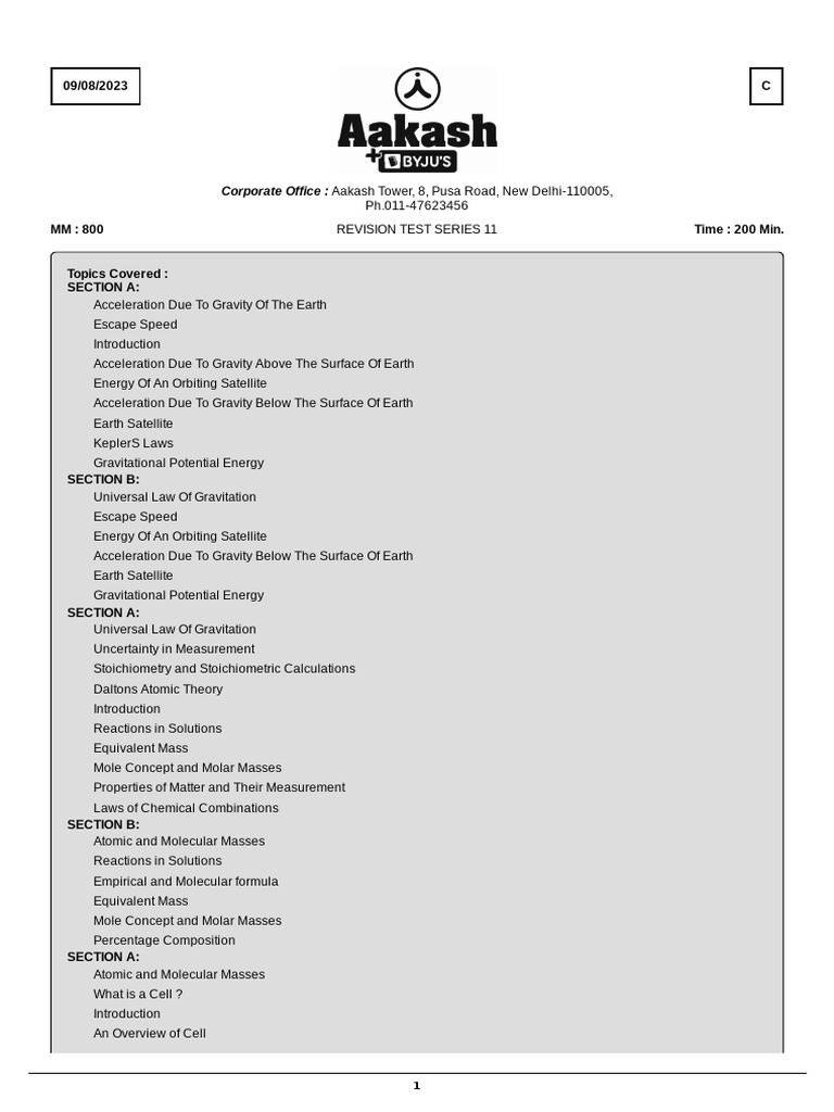 Corporate Office: Aakash Tower, 8, Pusa Road, New Delhi-110005 | PDF ...