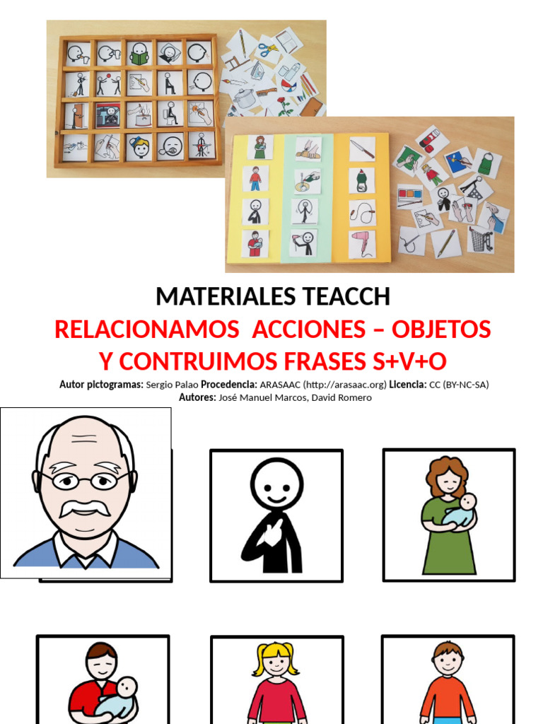 Material TEACCH Relacionamos Acciones-Objetos y Construimos Frases | PDF