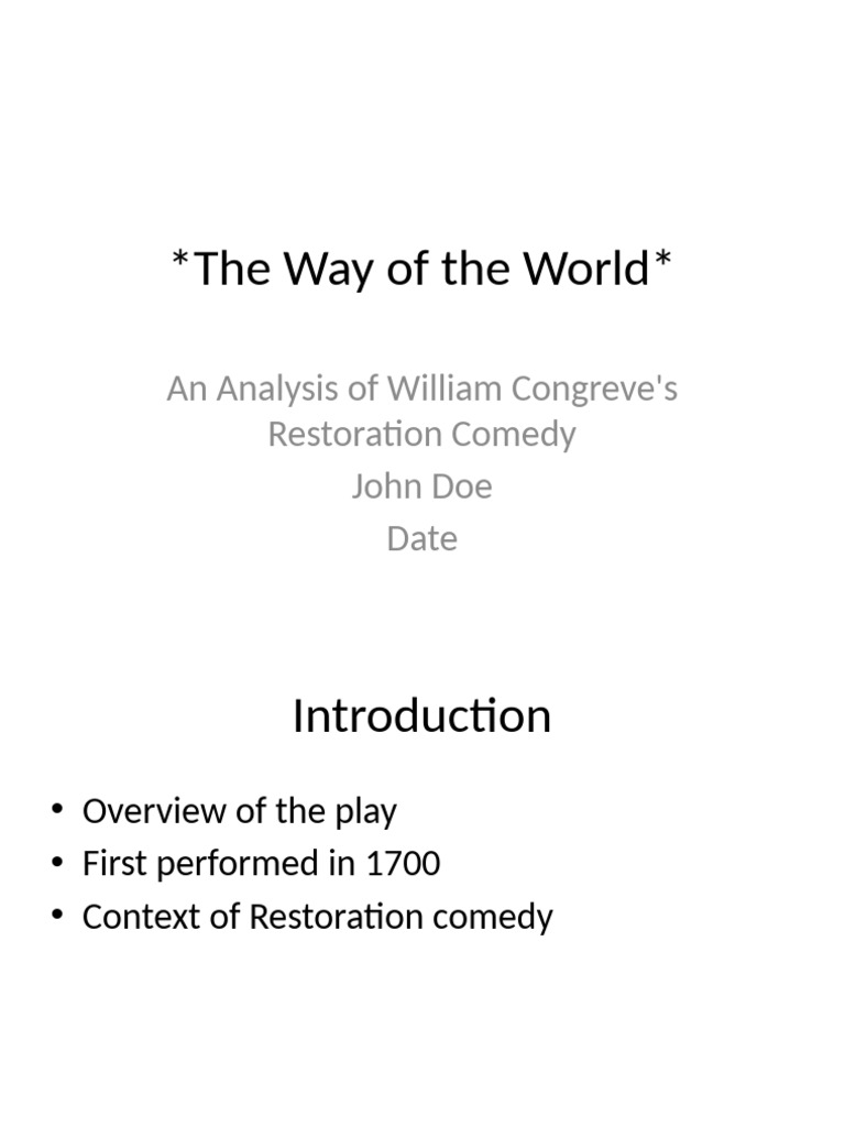 The Way of the World Congreve | PDF