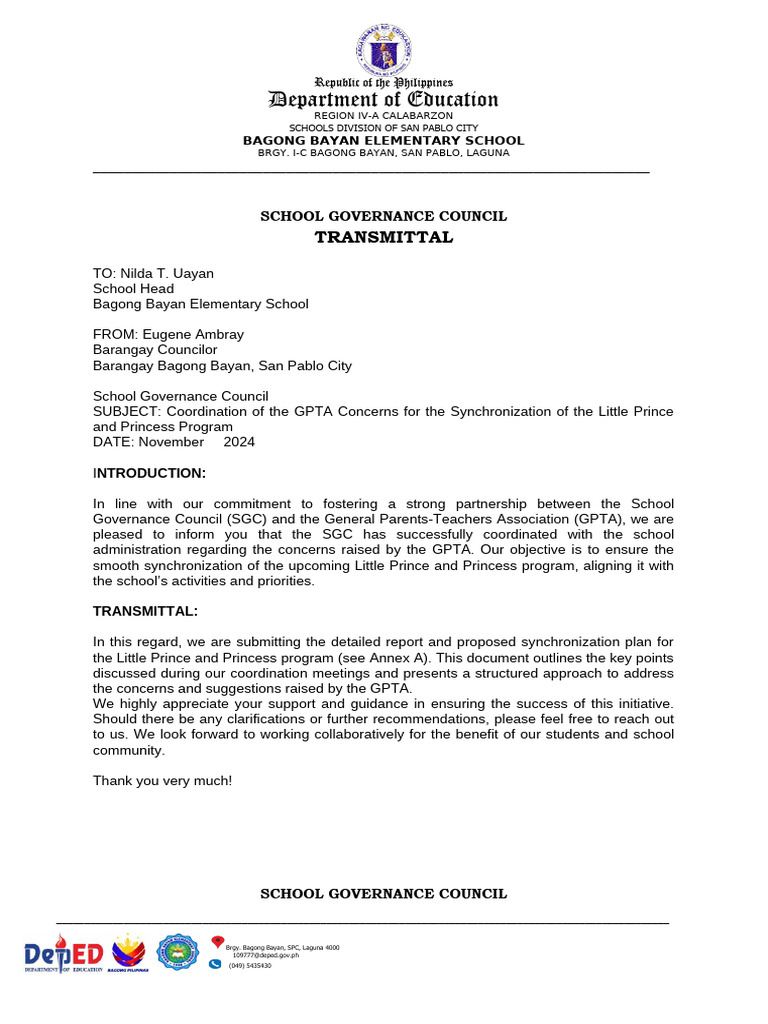 SGC Transmittal Letter Template | PDF