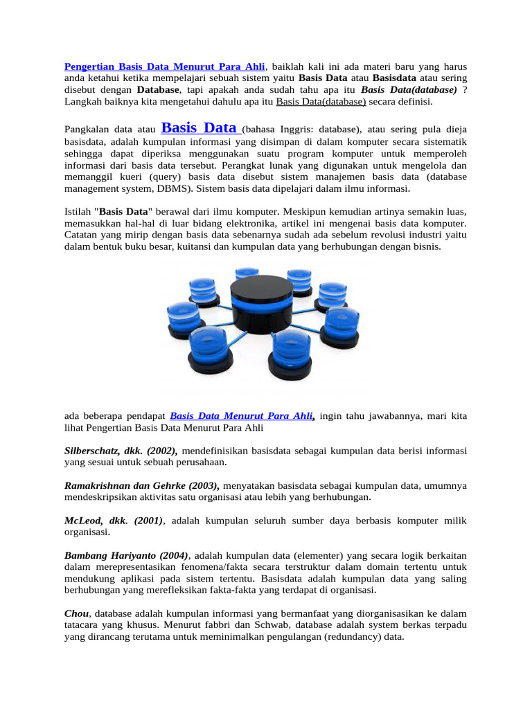 Pengertian Basis Data Menurut Para Ahli | PDF