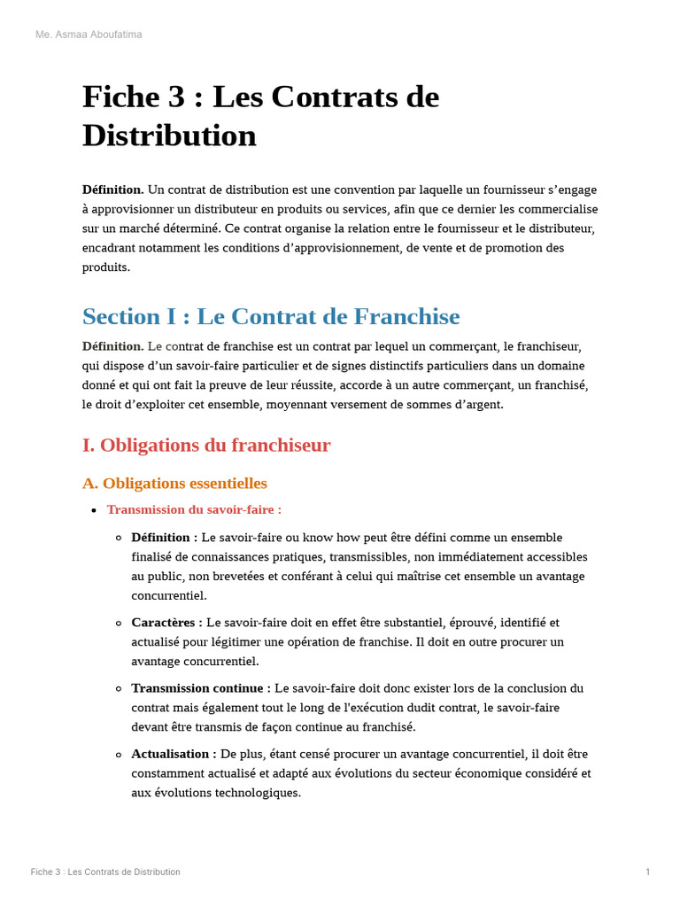 Guide des Contrats de Distribution | PDF | Franchise (réseau commercial ...