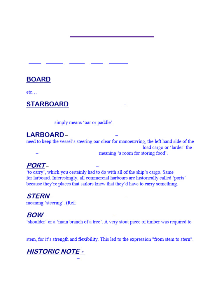 Parts of The Ship | PDF | Ships | Hull (Watercraft)