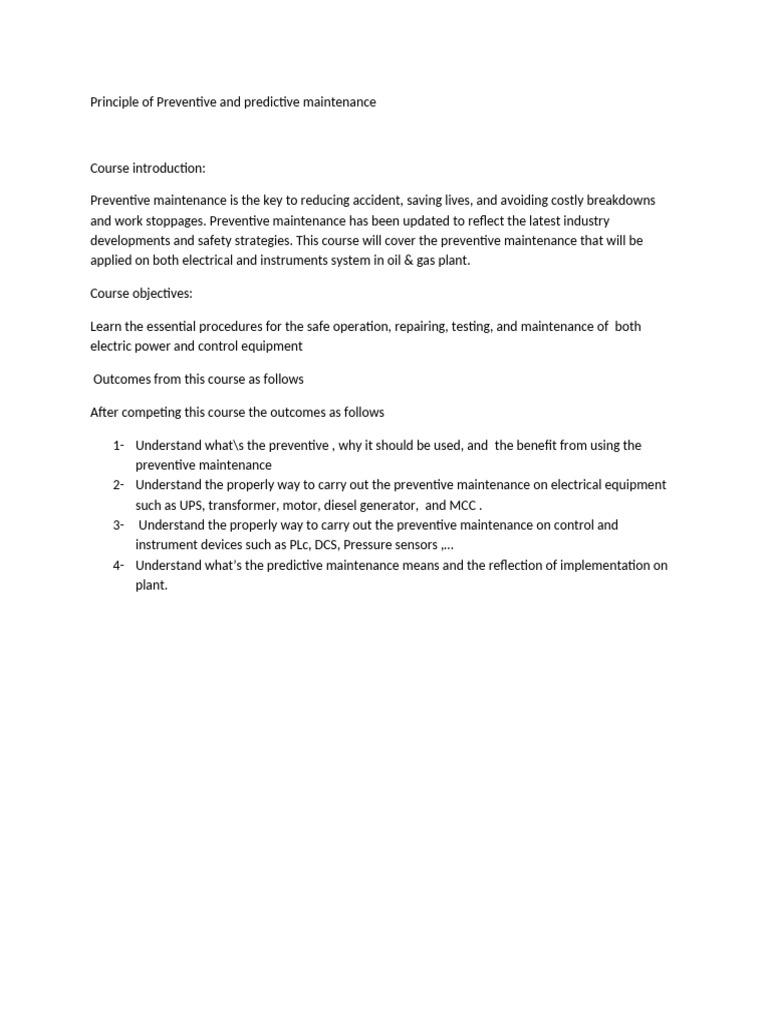 Principle of Preventive and Predictive | PDF