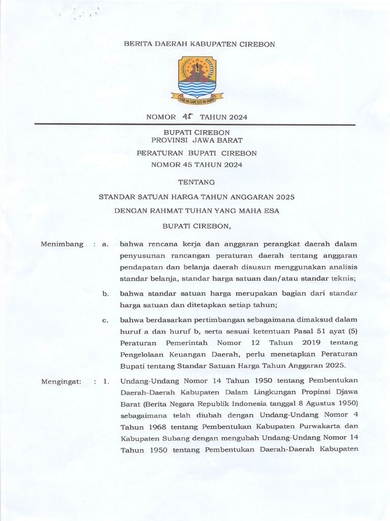 Standar Satuan Harga Tahun Anggaran 2025 | PDF