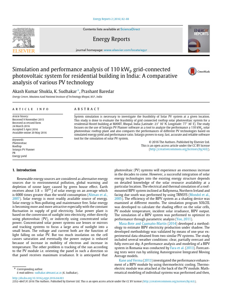 Energy Reports: Akash Kumar Shukla, K. Sudhakar, Prashant Baredar | PDF | Photovoltaic System ...