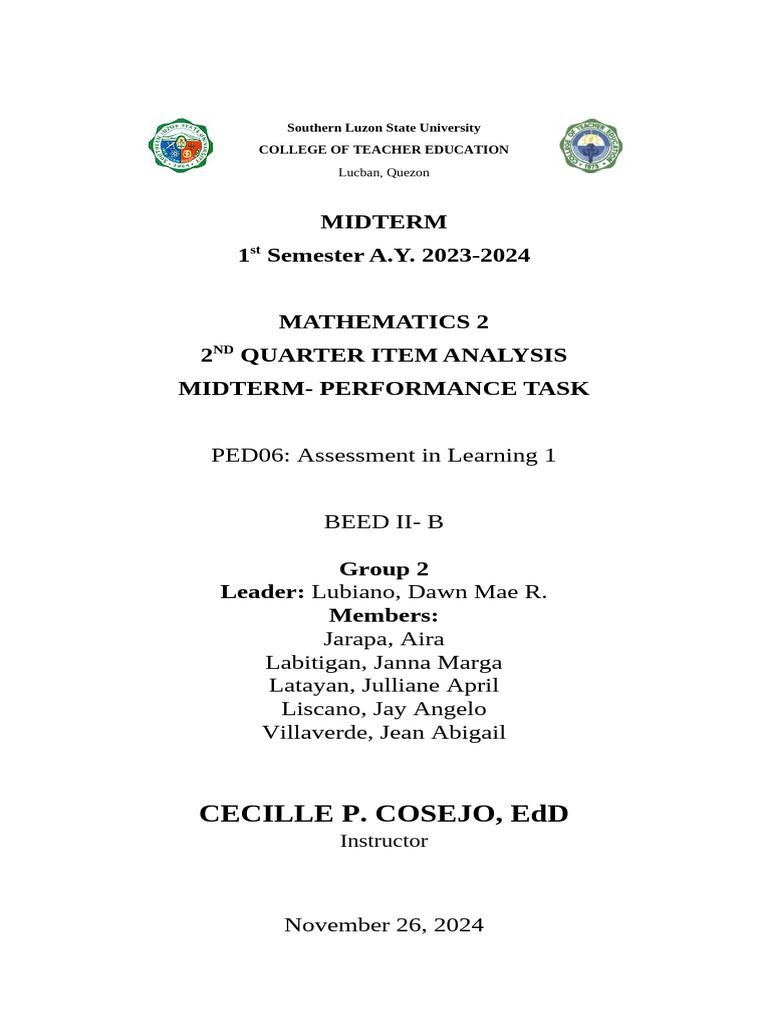 Ped06 Midterm Output | PDF