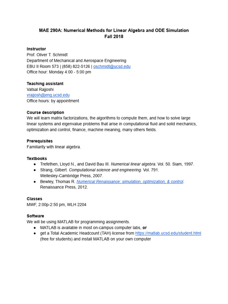 MAE 290A: Numerical Methods Overview | PDF | Numerical Analysis ...
