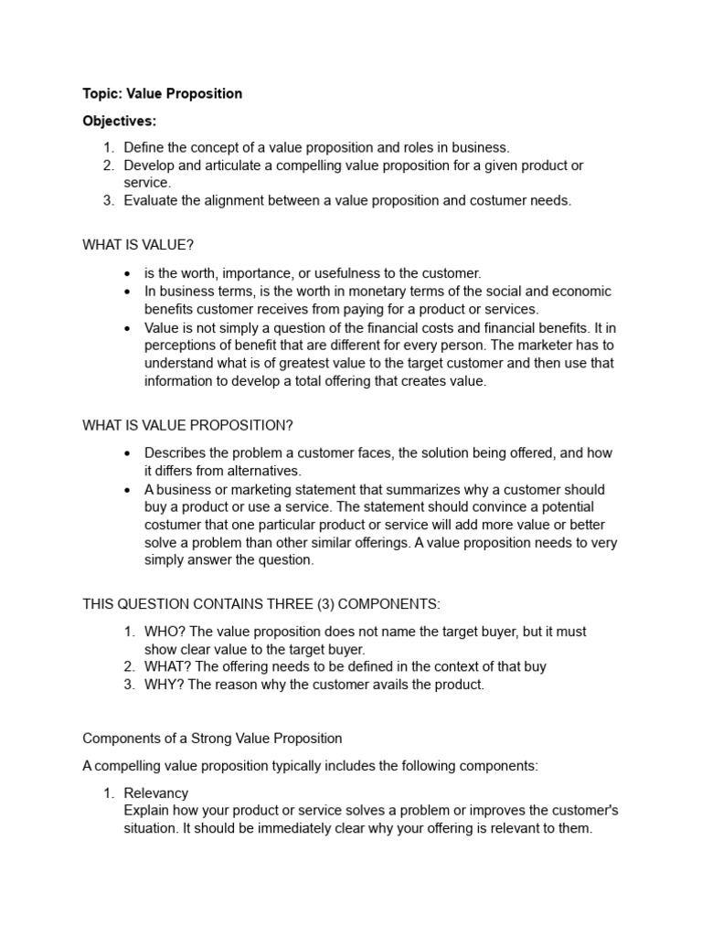 Crafting Effective Value Propositions | PDF | Cognition | Business