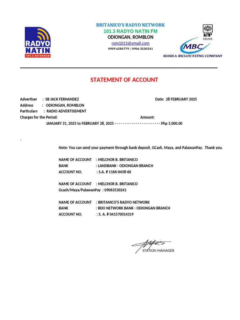 Billing Statement - SB Jack Feb 2025 | PDF